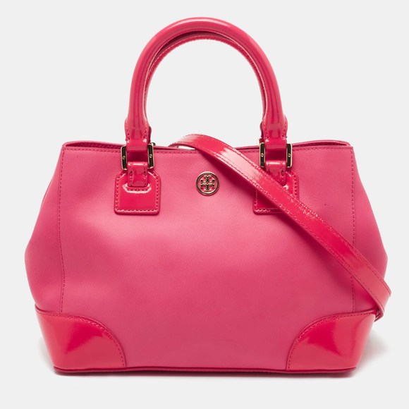Tory Burch | Bags | Tory Burch Pink Patent And Leather Zip Tote | Poshmark
